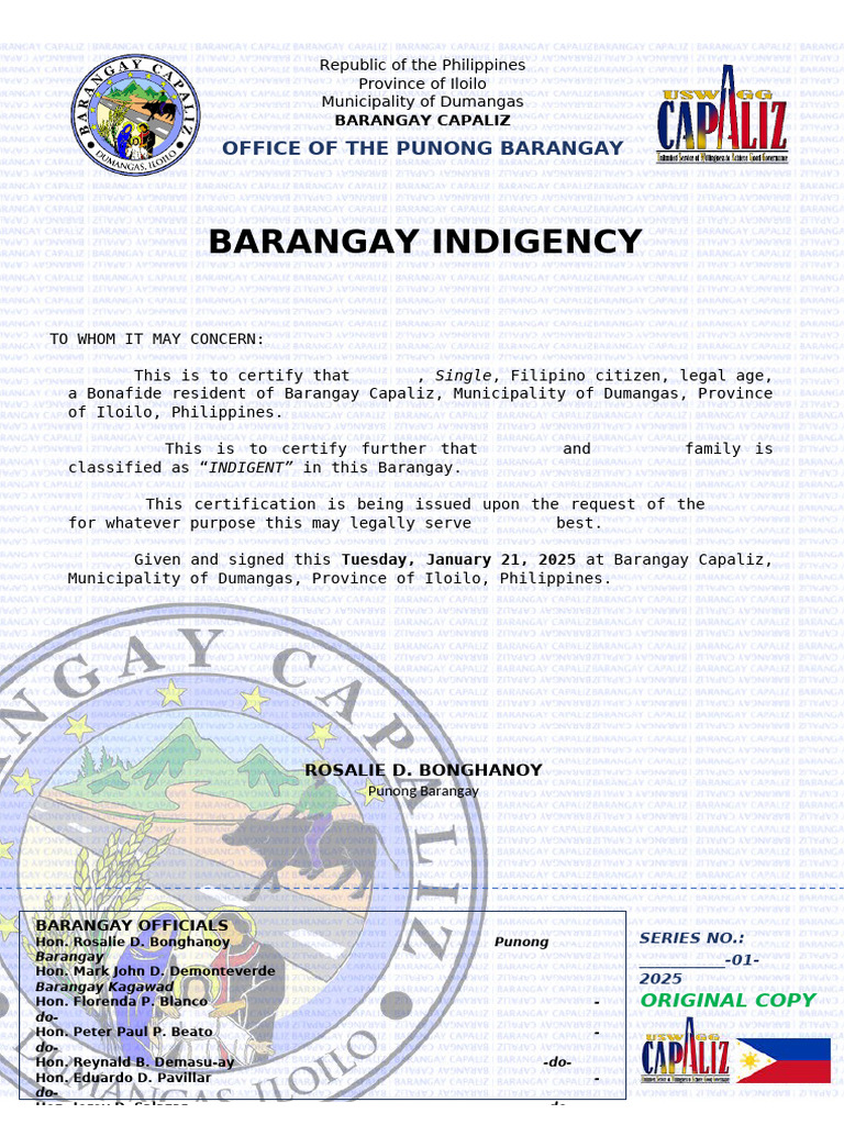 Barangay Indigency | PDF
