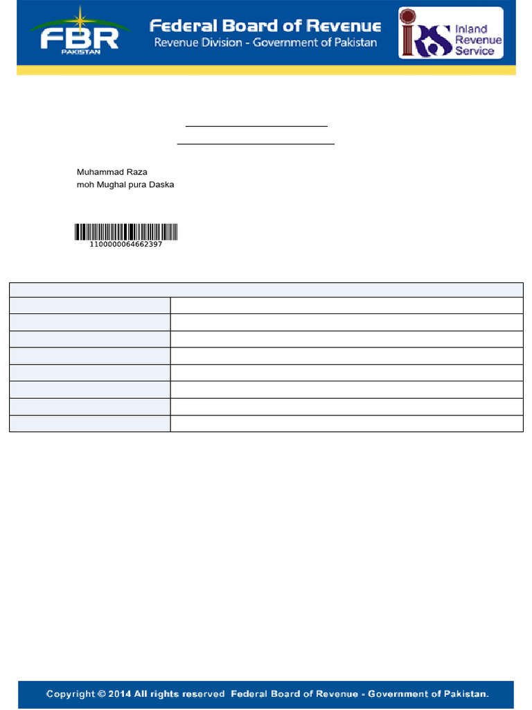 7e Decleration FBR Pakistan | PDF