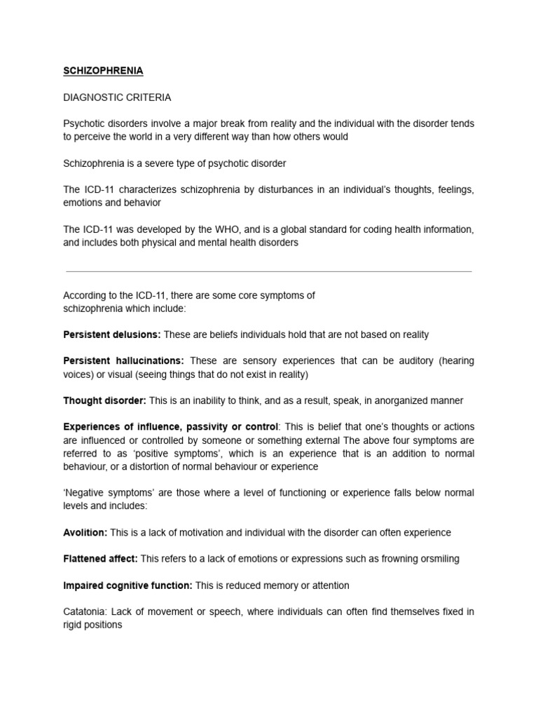 Clinical Psychlogy-Schizophhrenia Print Out | PDF | Schizophrenia ...
