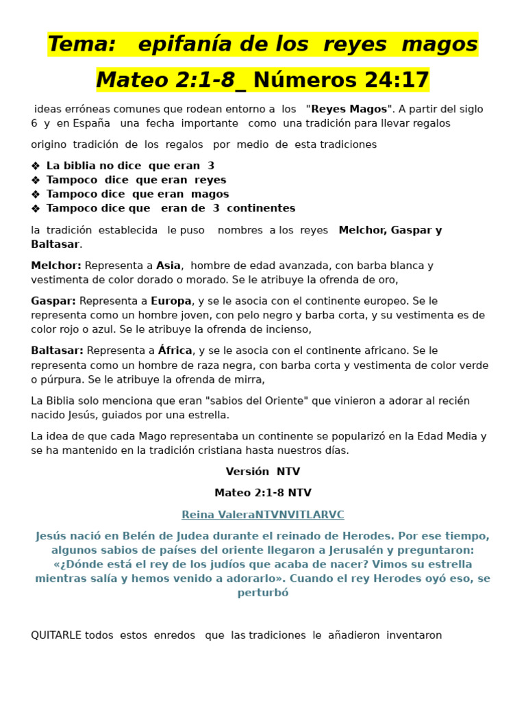 Reyes Magos Epifania | PDF | Reyes Magos | Navidad