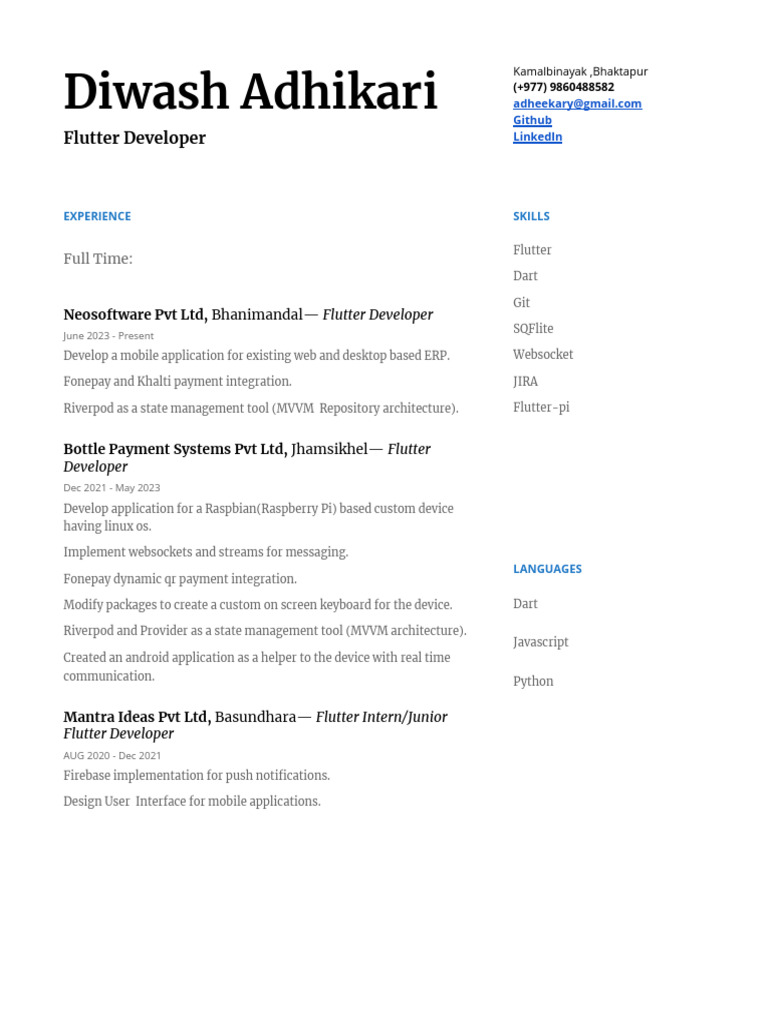 Flutter Developer Portfolio | PDF | Mobile App | Application Software