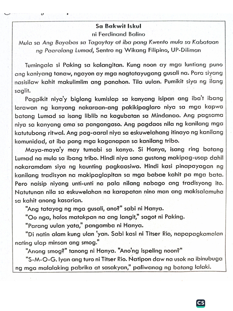 Sa Bakwit Iskul | PDF