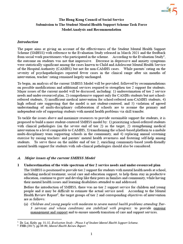 W1 - Sample Policy Discussion Paper | PDF | Mental Health | Mental Disorder