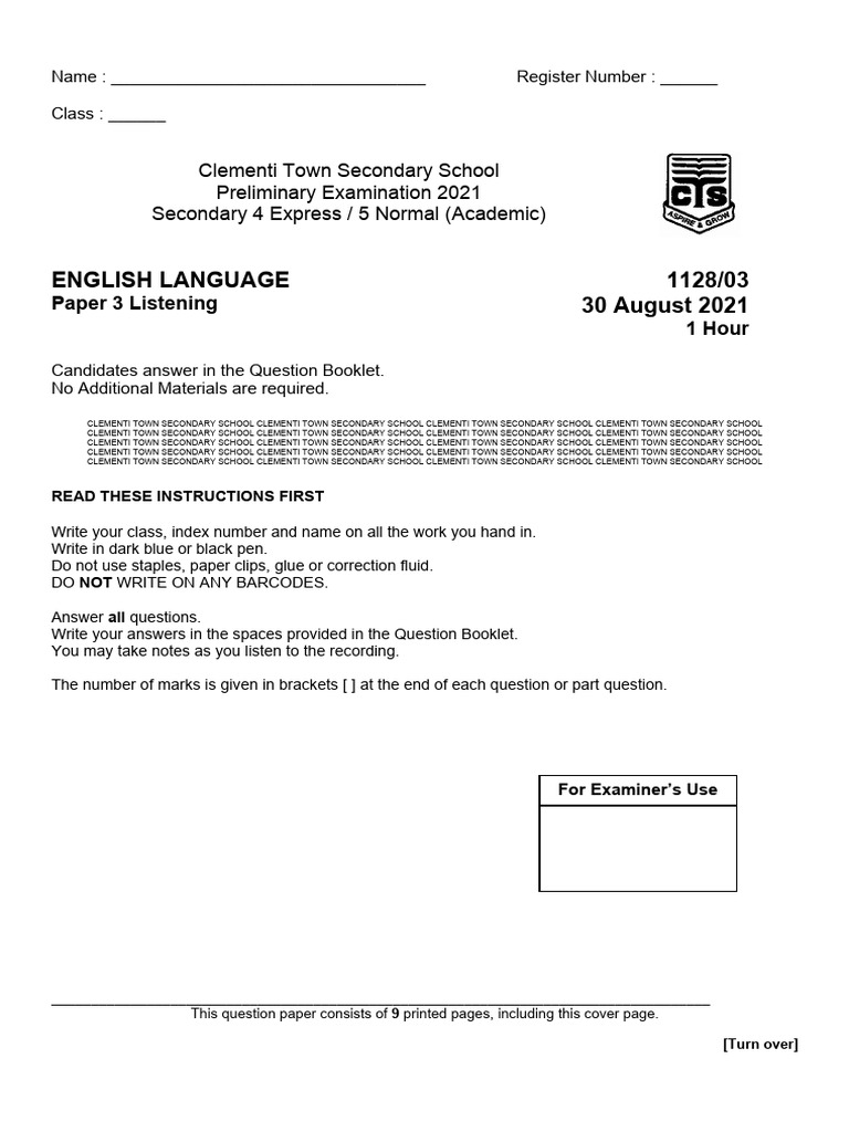 4E5N EL PAPER 3 Prelim 2021 | PDF