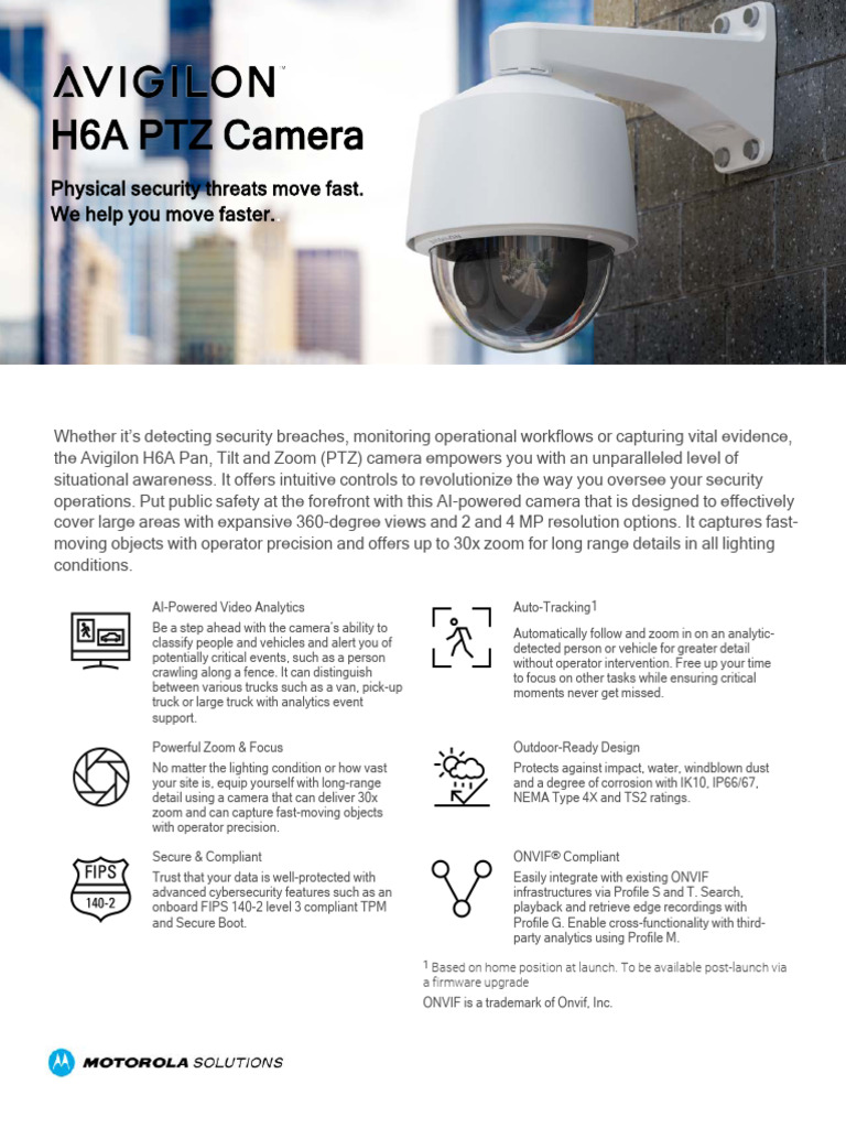 avigilon-h6a-ptz-2mp-4mp-camera-datasheet-en | PDF | Frame Rate | Pixel