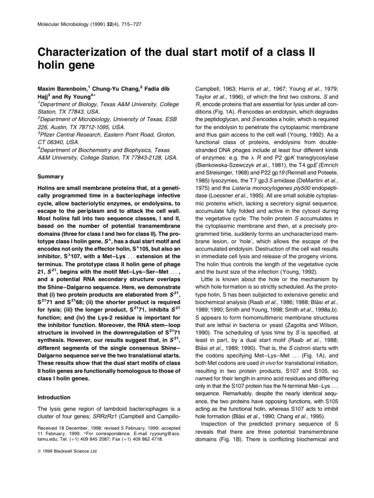 Molecular Microbiology - 2002 - Barenboim - Characterization of The ...