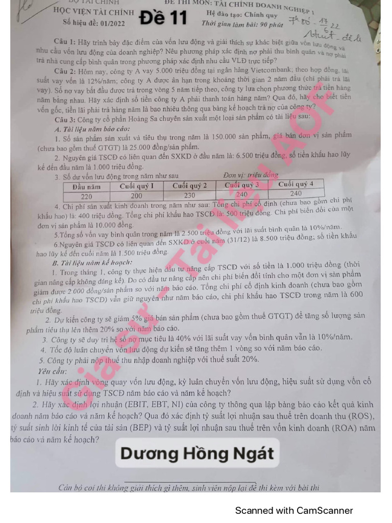 Đề TCDN1 ôn tập | PDF