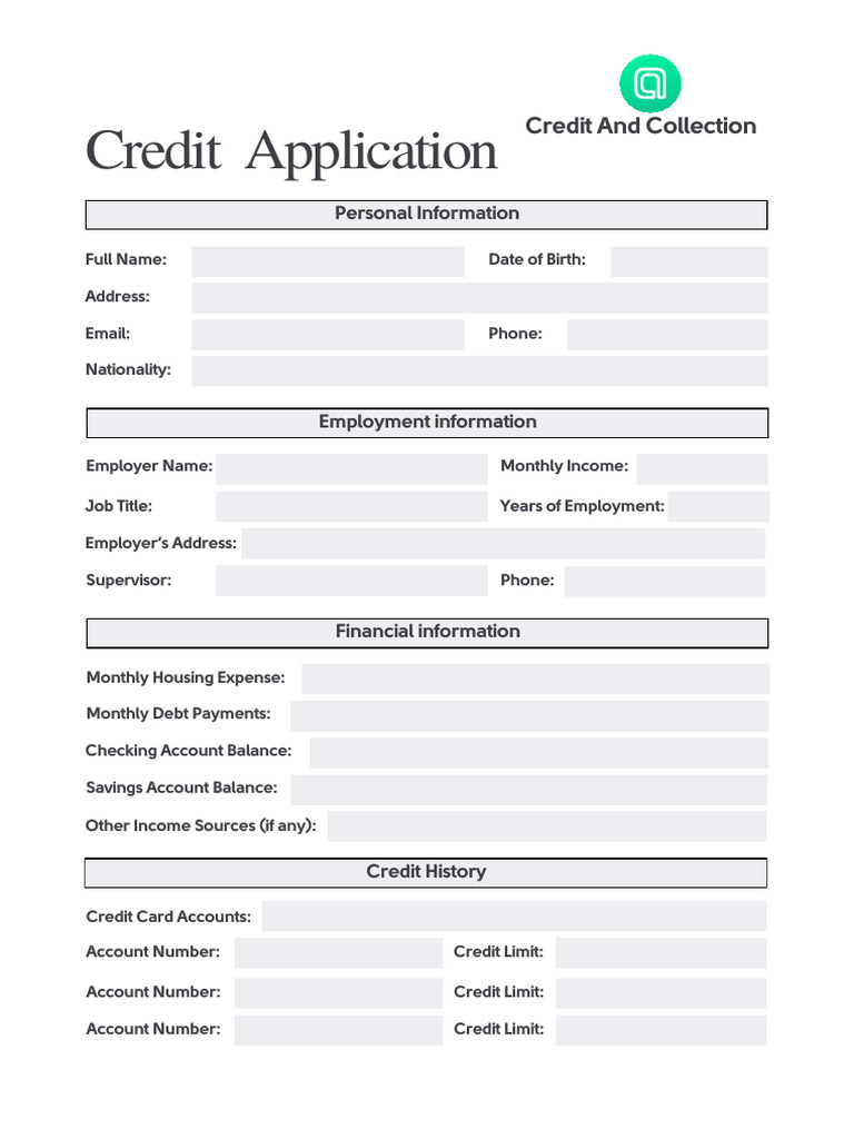 CREDIT APPLICATION FORM | PDF