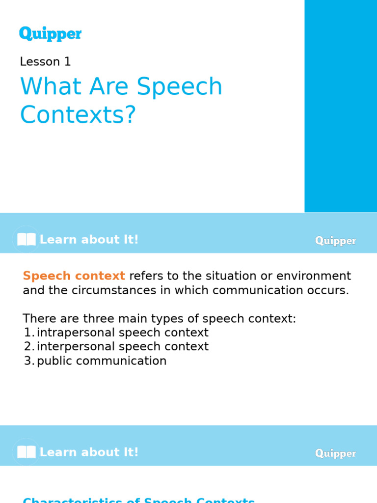 Types of Speech Context | PDF | Communication | Human Communication