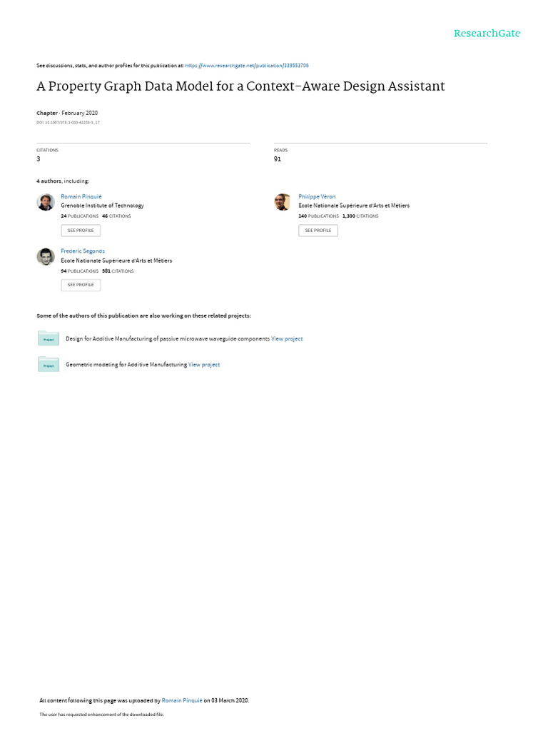 A Property Graph Data Model For A Context-Aware Design Assistant | PDF | Conceptual Model | Data ...