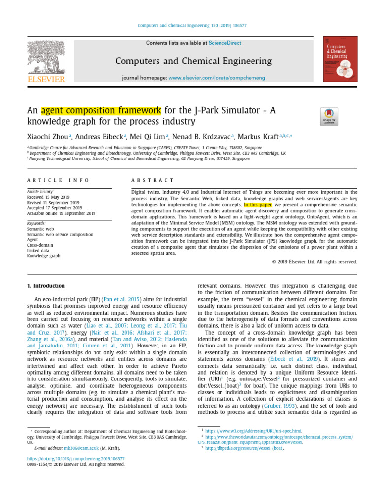 An Agent Composition Framework for the J-Park Simulator - A Knowledge Graph for the Process ...