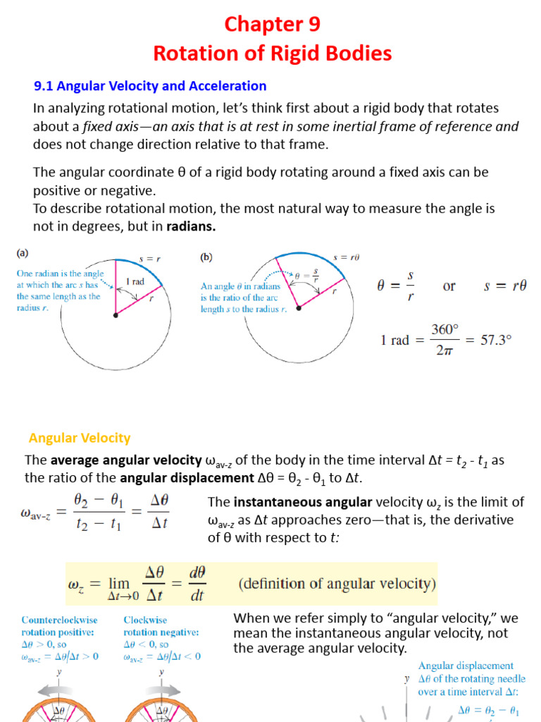 chapter_9_rotation_of_rigid_bodies | PDF | Rotation Around A Fixed Axis | Acceleration