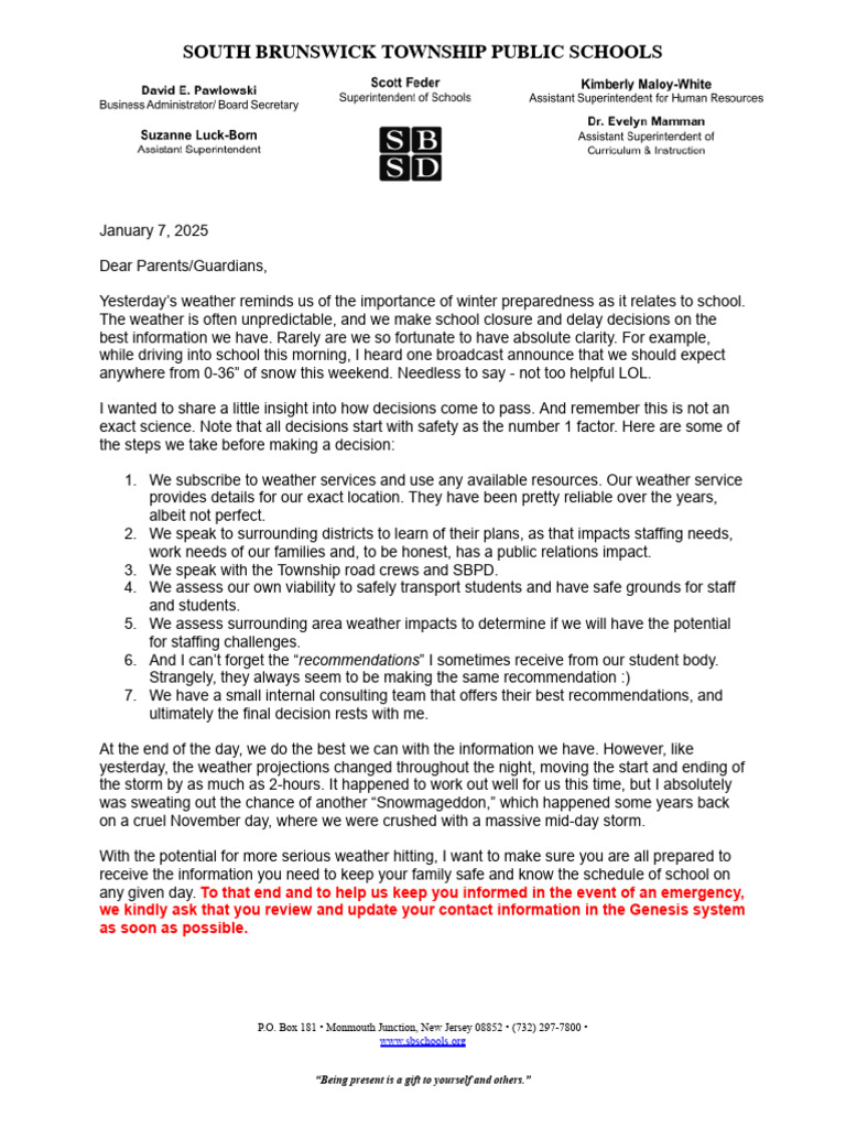 Weather Advisory Letter | PDF