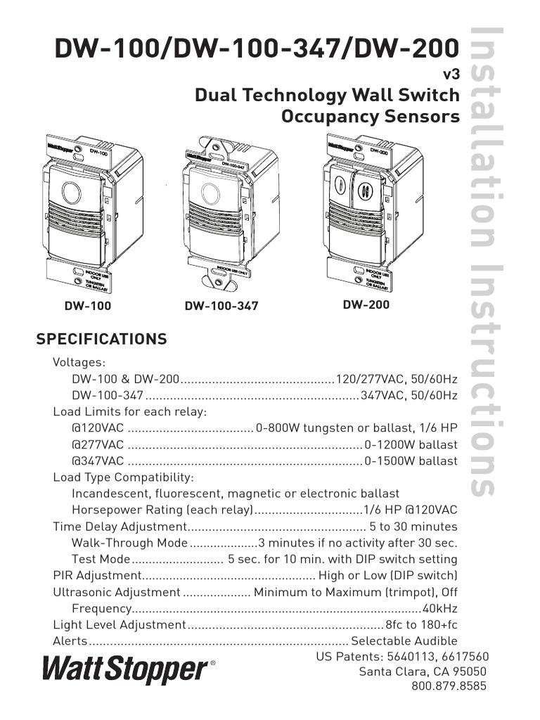 Dual Technology Wall Switch Sensors Guide | PDF | Relay | Switch