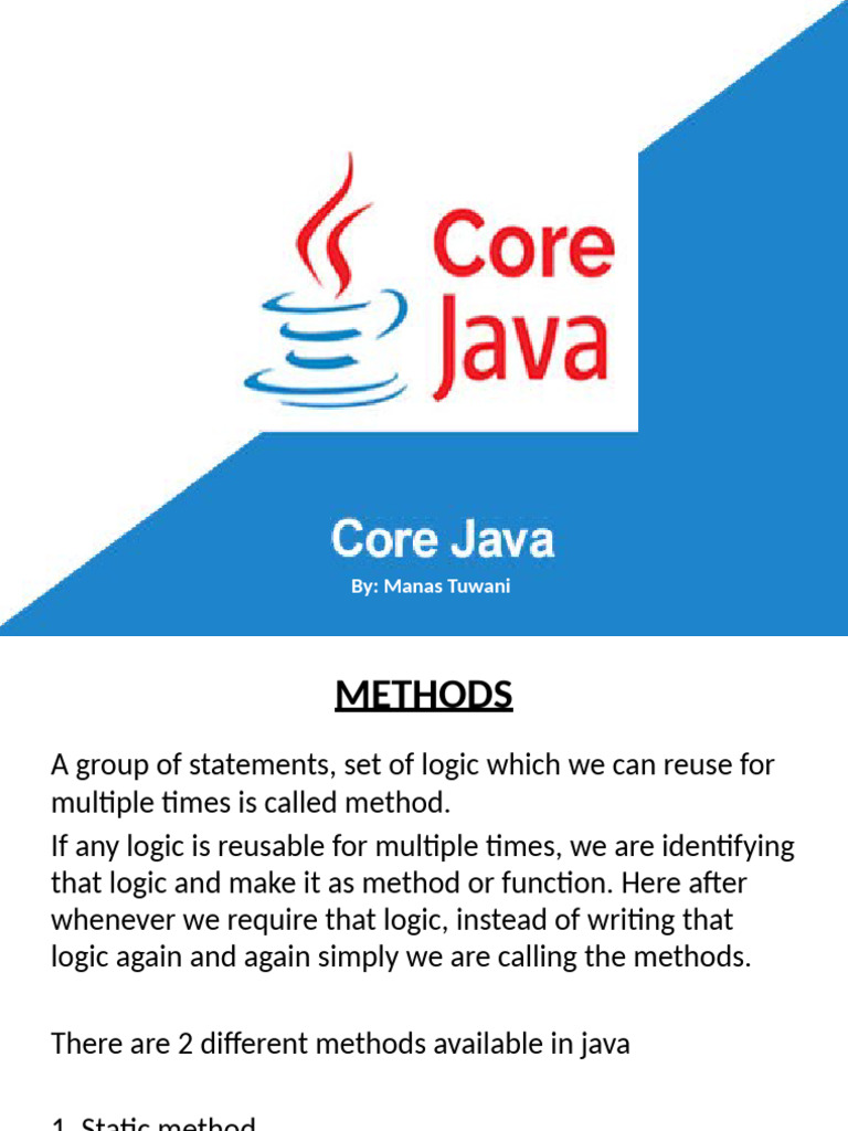 Methods in Java Session 22 | PDF