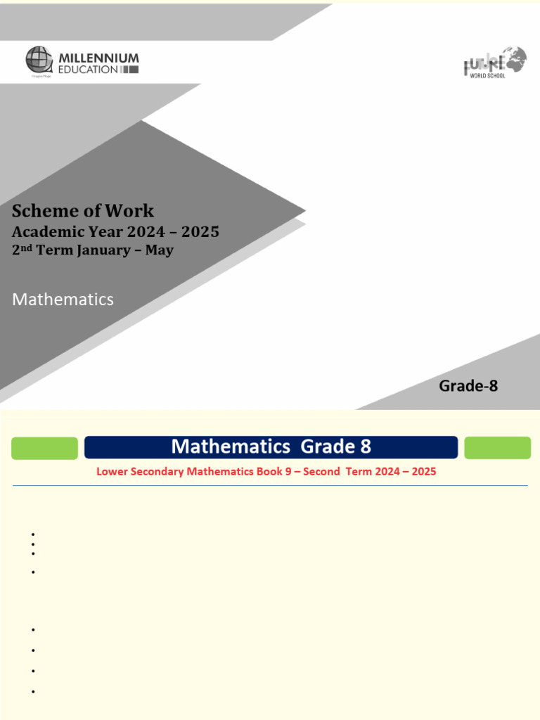 Second Term Scheme of Work Grade 8 | PDF | Area | Shape