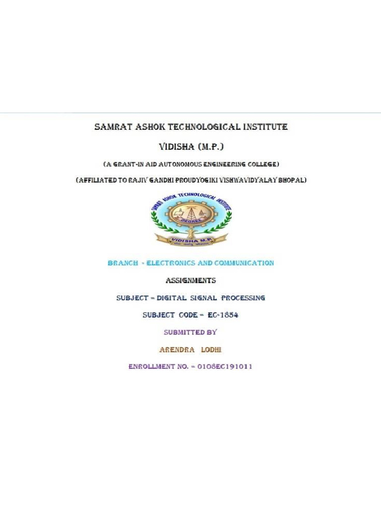 Arendra Lodhi DSP Assignment-1 | PDF