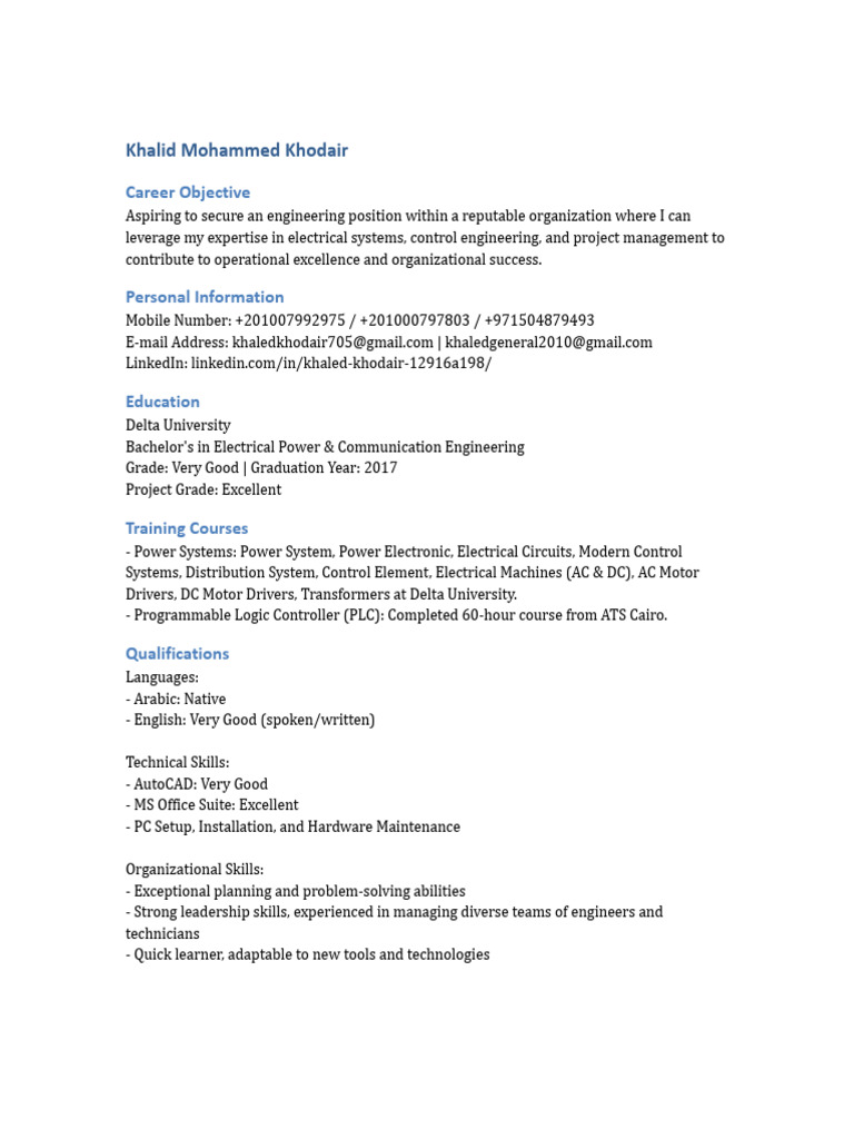 Khaled Khodair CV 2025 | PDF