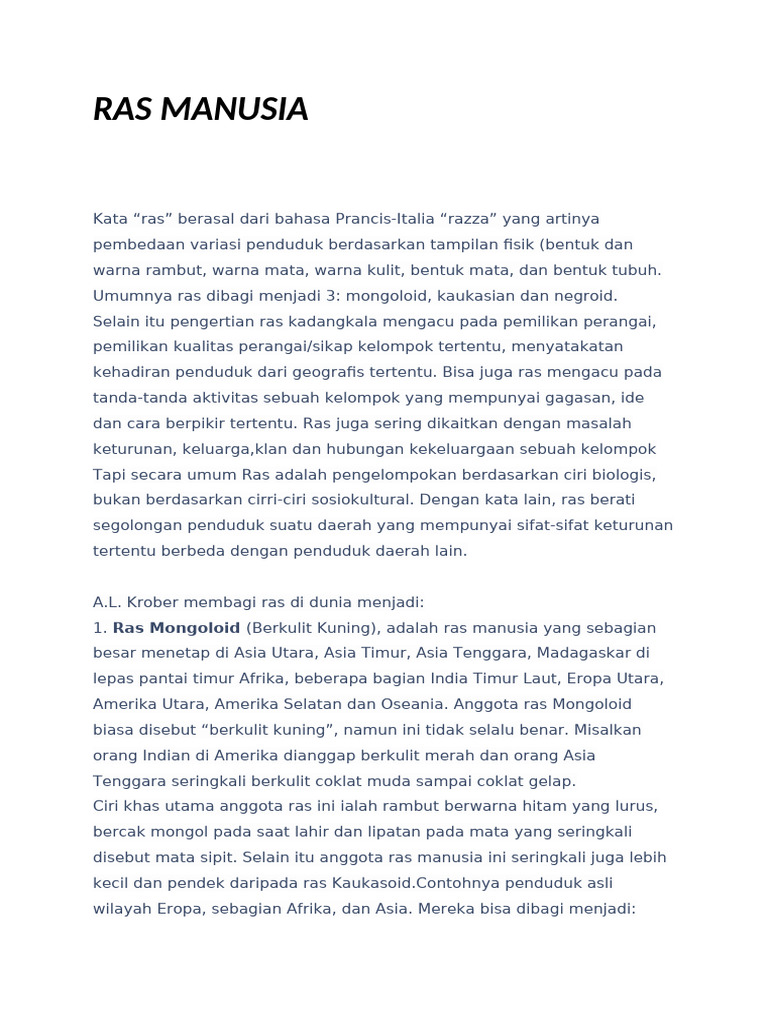 RAS MANUSIA (Antropologi) | PDF