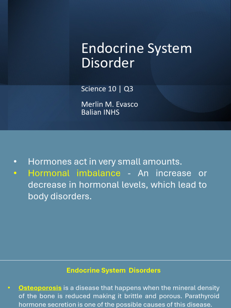 Sci 10 Q3 W3-Endocrine-Disorders | PDF