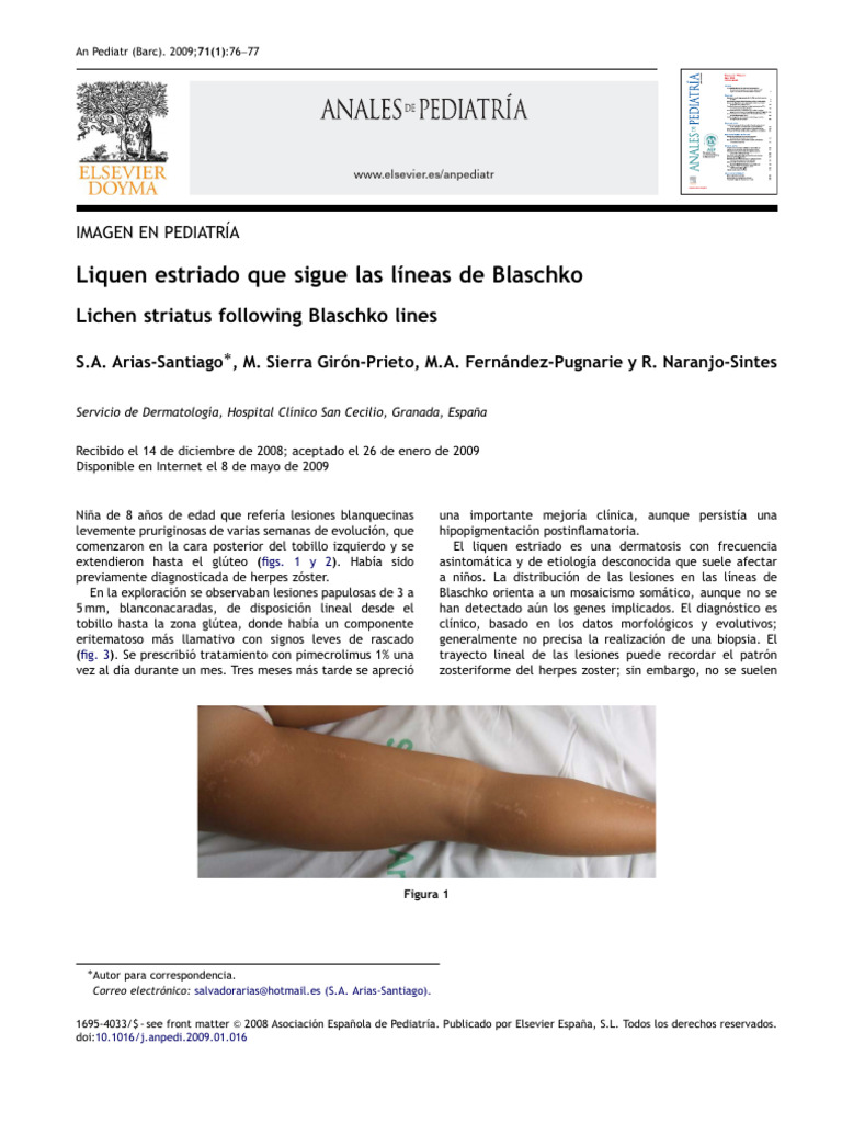 Liquen estriado en pediatría: caso clínico | PDF | Causas de la muerte ...