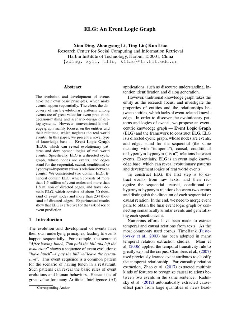 ELG An Event Logic Graph | PDF