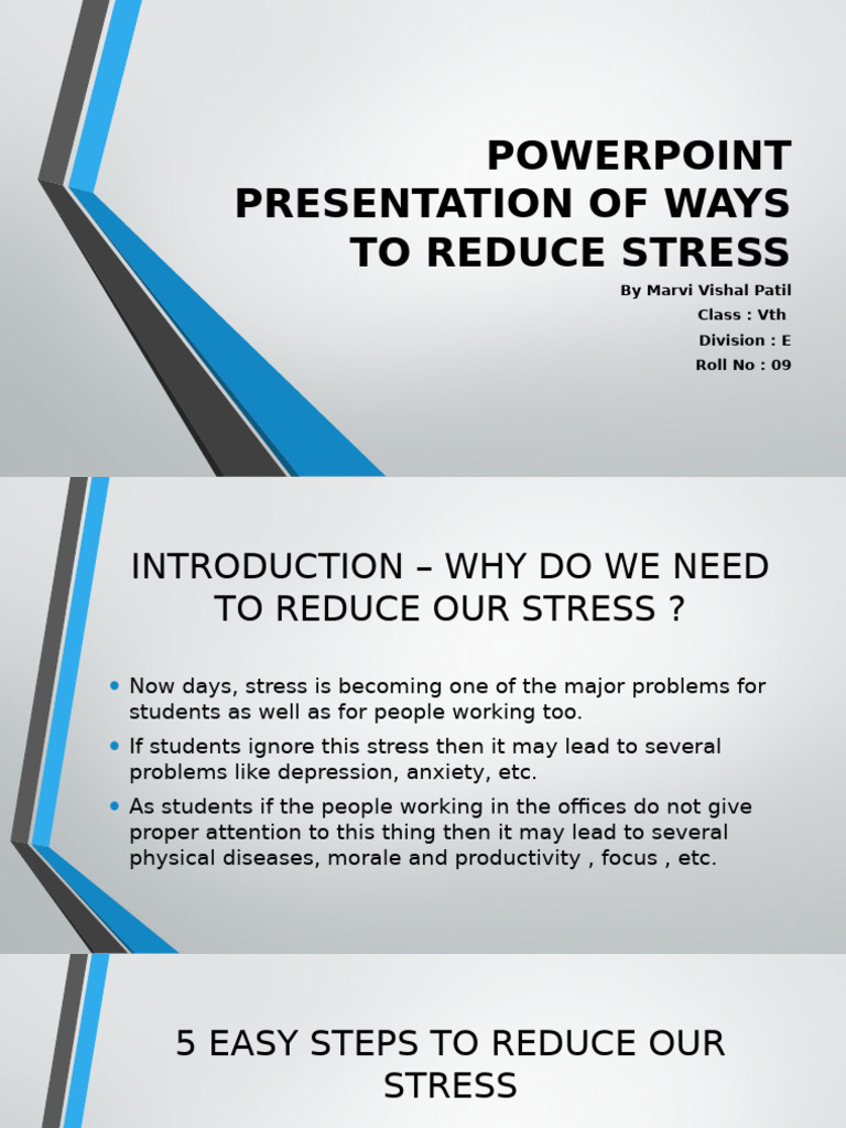 Marvi Vishal Patil's PPT On Ways To Reduce Stress | PDF