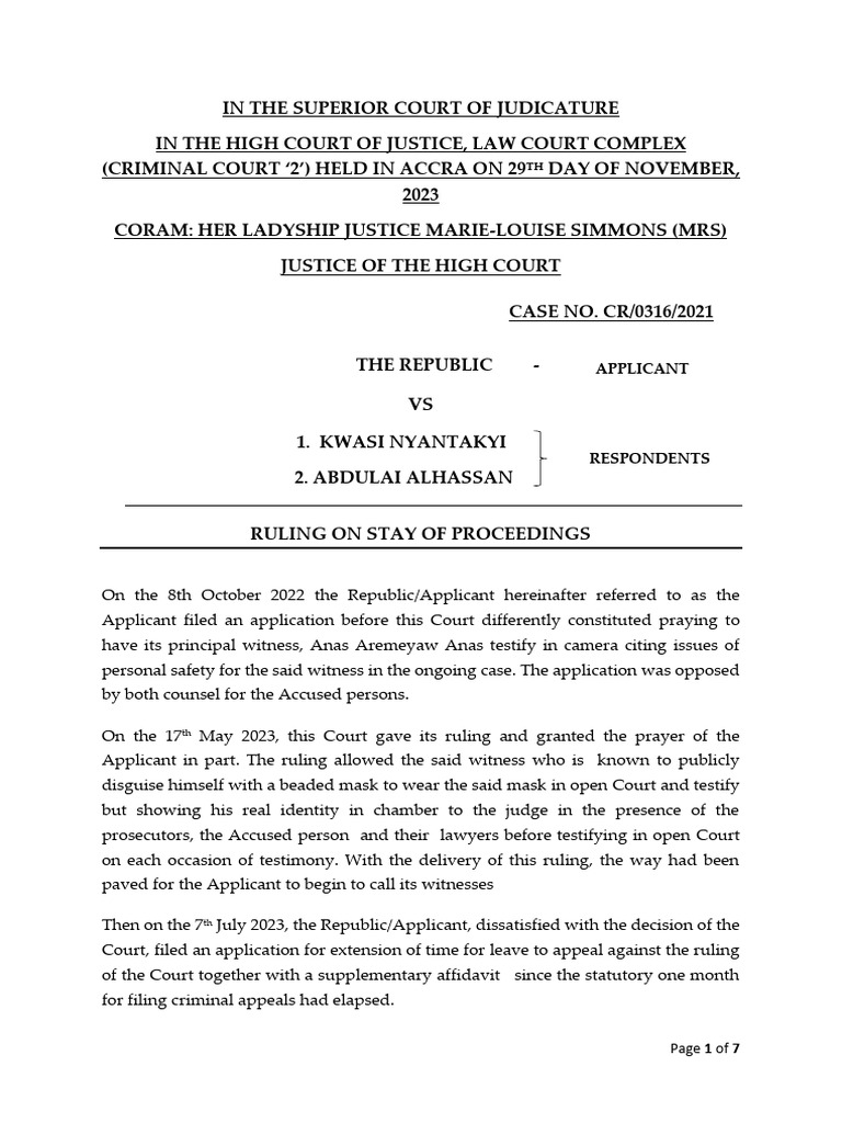 Republic Vrs Nyantakyi Another (Cr03162021) 2023 Ghahc 380 (29 November ...