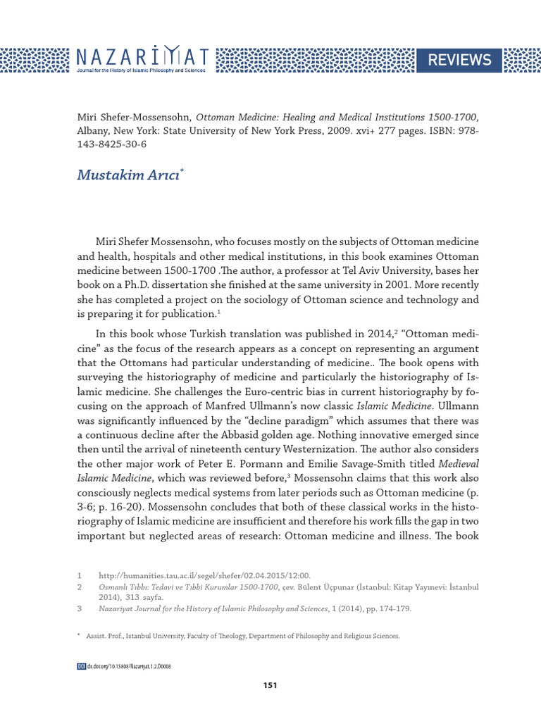 Ottoman Medicine: 1500-1700 Insights | PDF | Holism | Medicine