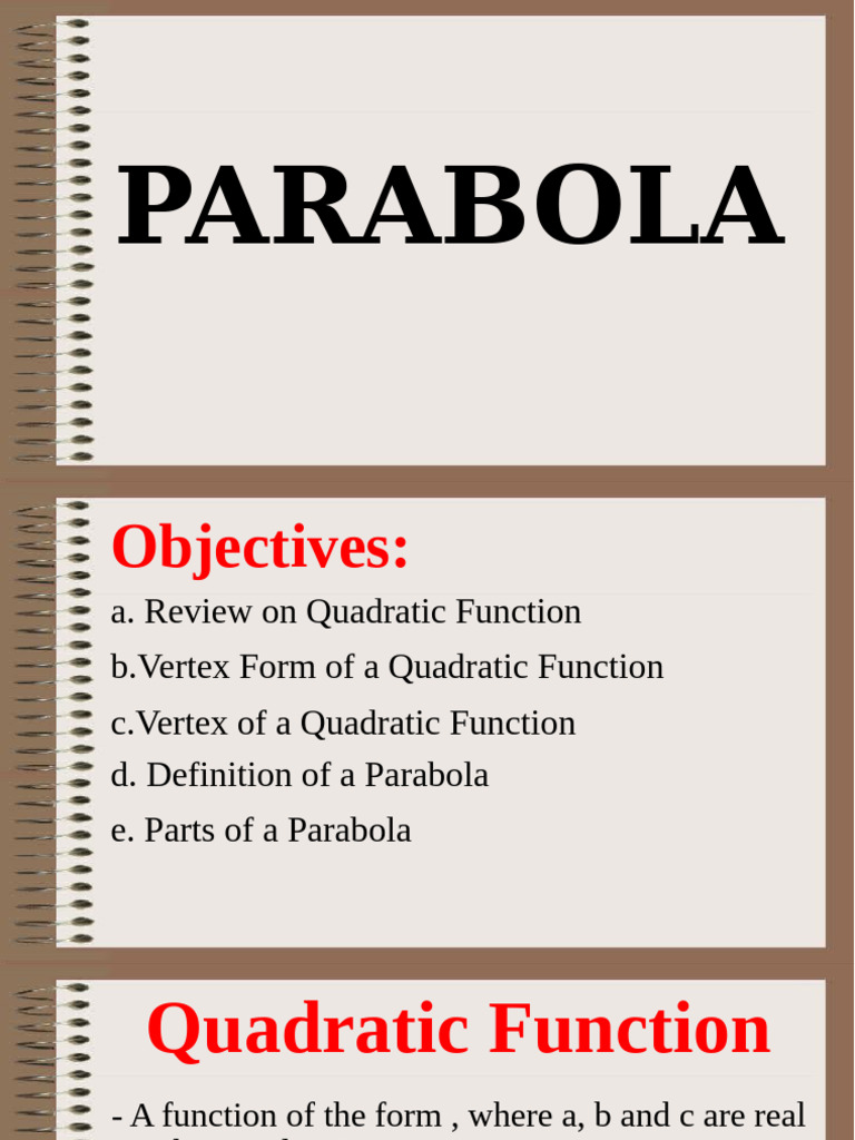 Lesson 2 Parts of Parabola | PDF