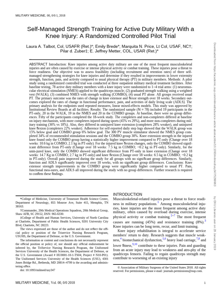 Self Active Managed STS Strength Milmed Journal | PDF | Physical ...