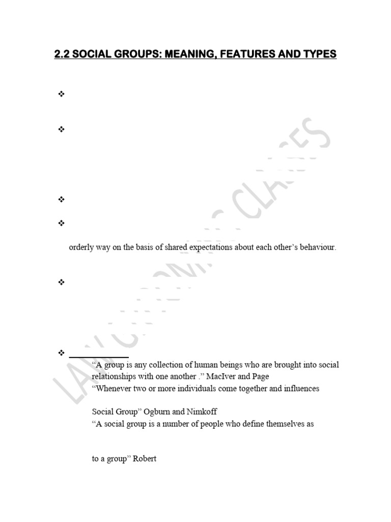 2.2 Social Group Meaning, Features & Types | PDF | Social Group ...