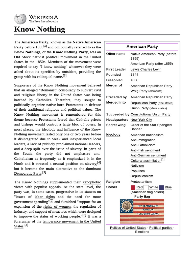 Know_Nothing | PDF | Politics Of The United States | American Government