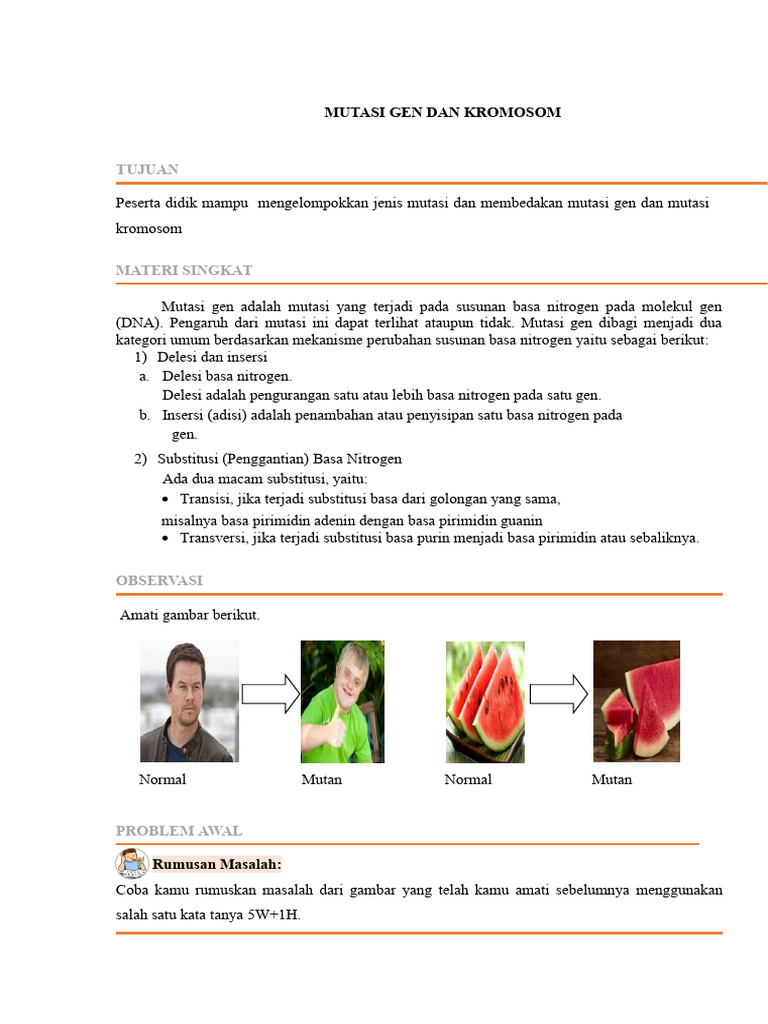 MUTASI GEN DAN KROMOSoM | PDF