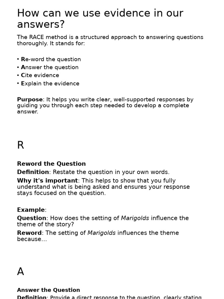 RACE+Method+Answers | PDF | Evidence