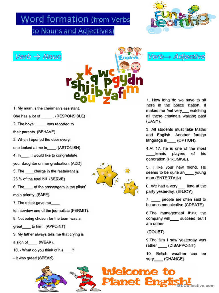 Word Formation (From Verbs To Nouns and Adjectives) | PDF