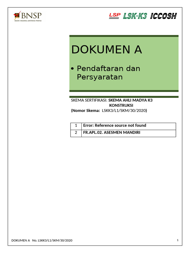 DOKUMEN A - Ahli Madya K3 Konstruksi | PDF