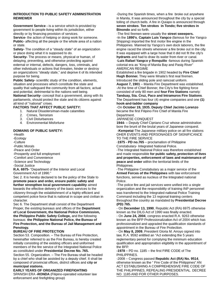 Overview of Public Safety Administration | PDF | Fire Safety | Government