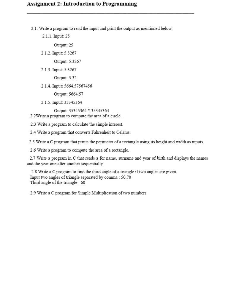 Programming Assignment: C Tasks Guide | PDF