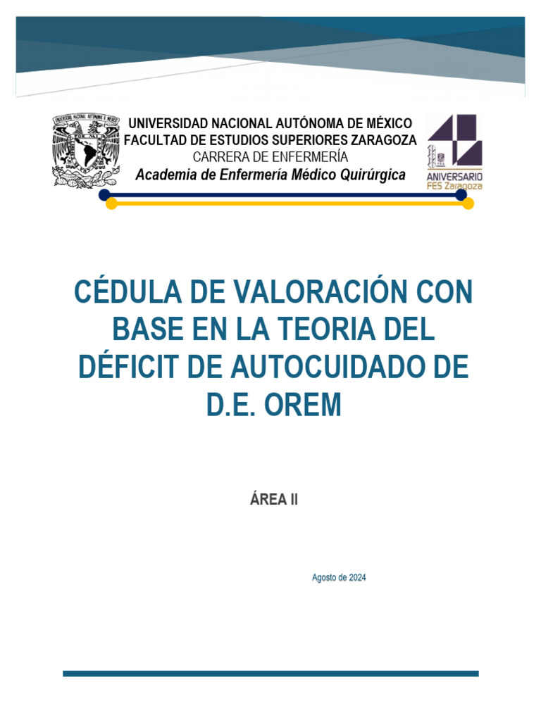 Cédula de Valoración Orem Final | PDF | Enfermería | Adultos