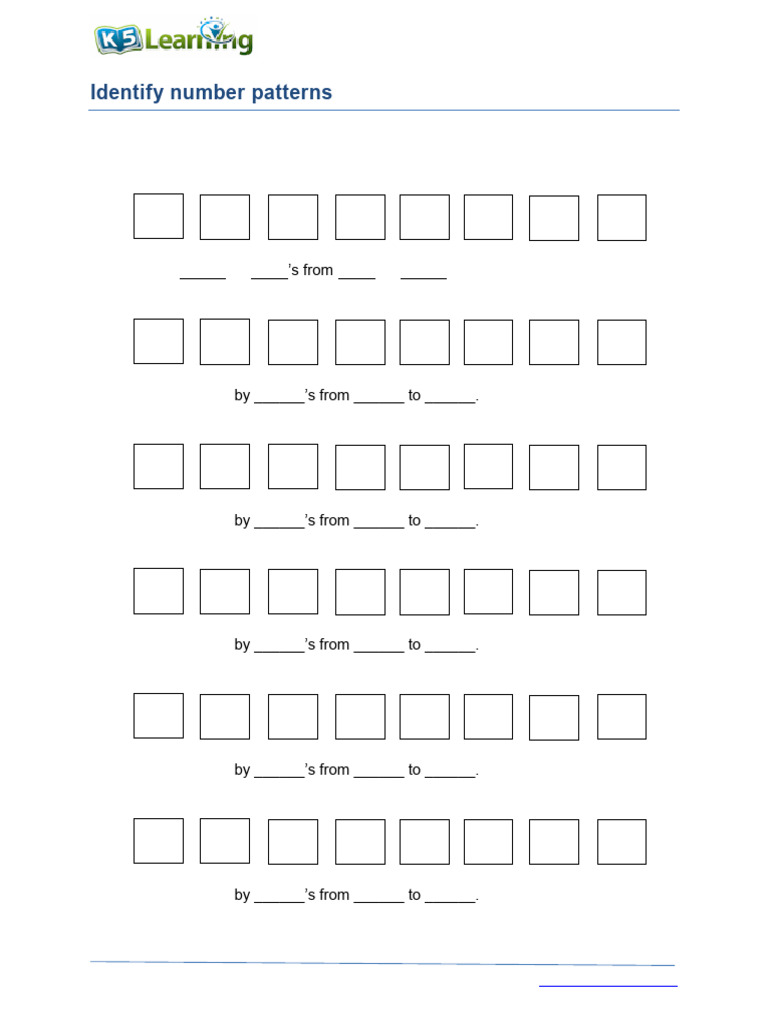 Grade 1 Identify Number Patterns A | PDF