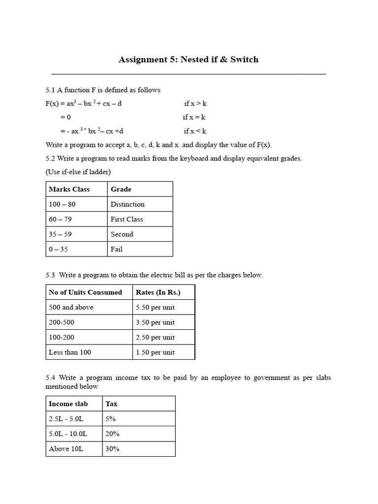 Assignment 5-Nested if & Switch | PDF | Area | Geometric Shapes