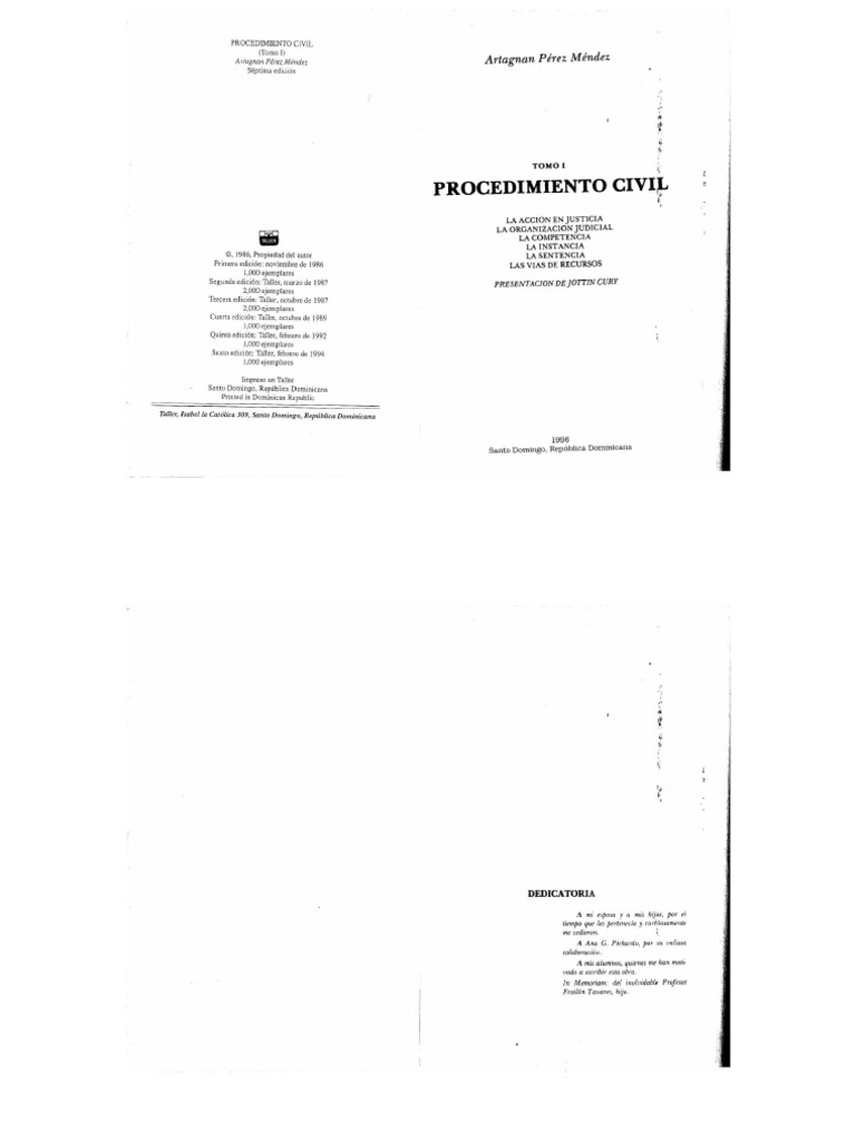 Libro Completo Procedimiento Civil Artagnan Perez Mendez Tomo I 1 Compress | PDF