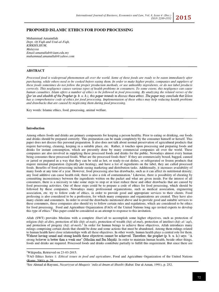 Proposed Islamic Ethics For Food Process | PDF | God In Islam | Muhammad