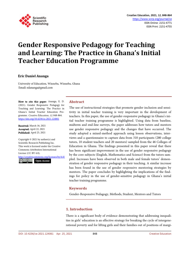 Gender_Responsive_Pedagogy_for_Teaching_and_Learni (1) | PDF | Sampling ...