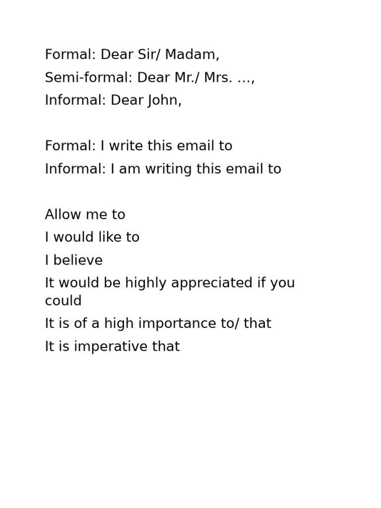 Formal Informal Starters | PDF