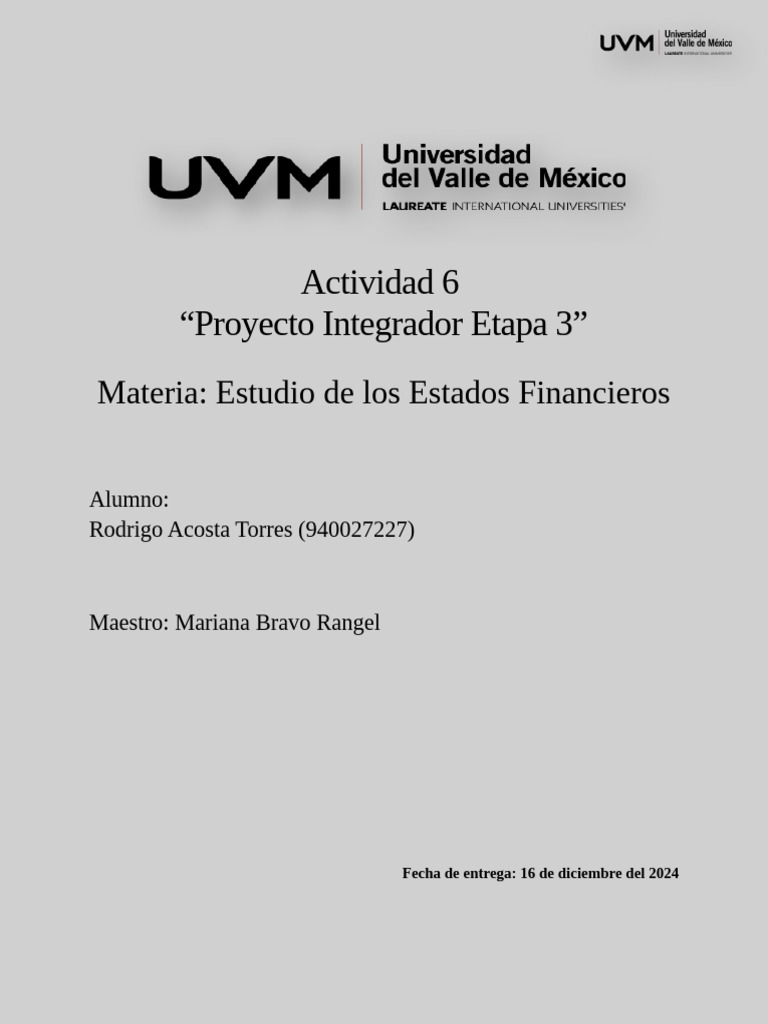 Act6 | PDF | Rentabilidad sobre recursos propios | Contabilidad