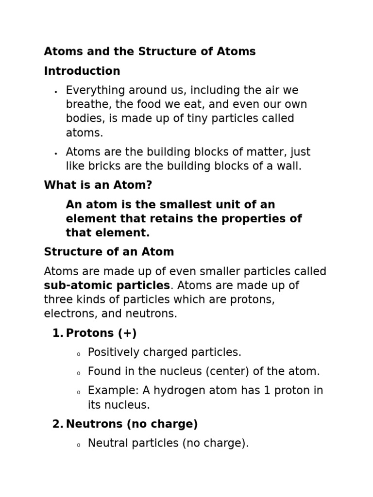 Understanding Atoms and Their Structure | PDF | Atoms | Atomic Nucleus