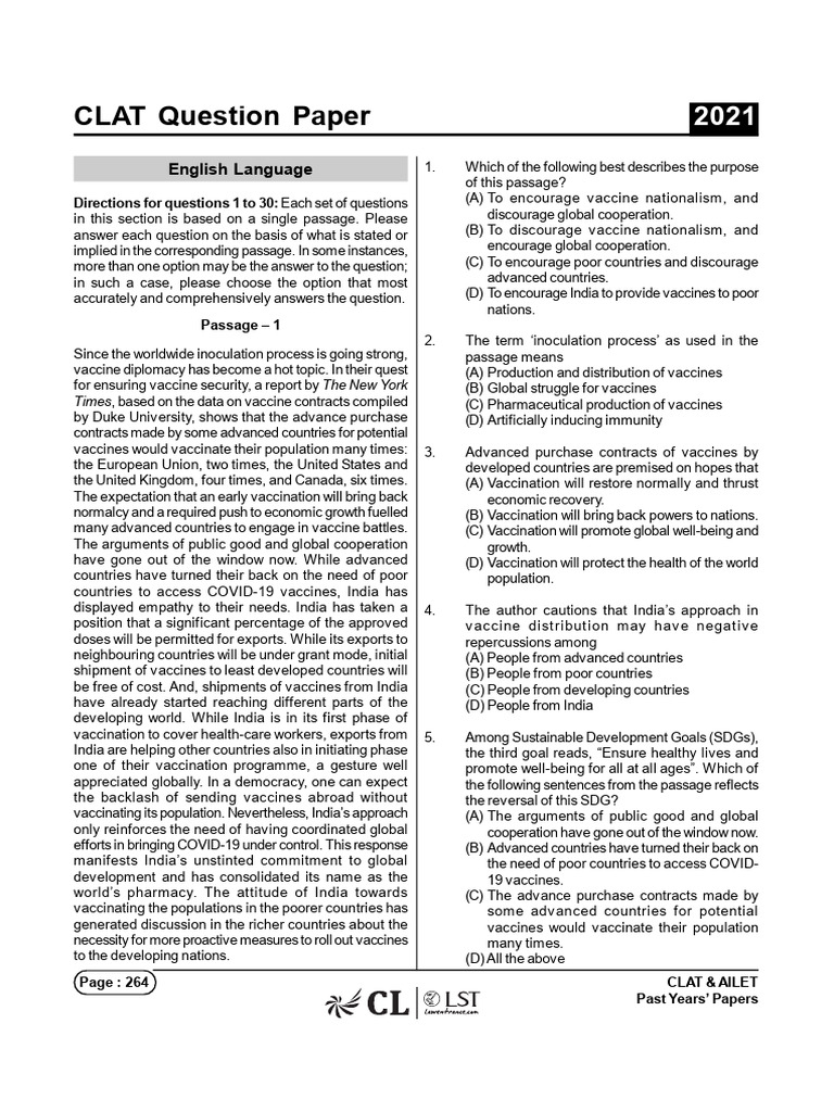 CLAT Actual Paper 2021 - Qs+Sol | PDF | Sherlock Holmes | Dr. Watson
