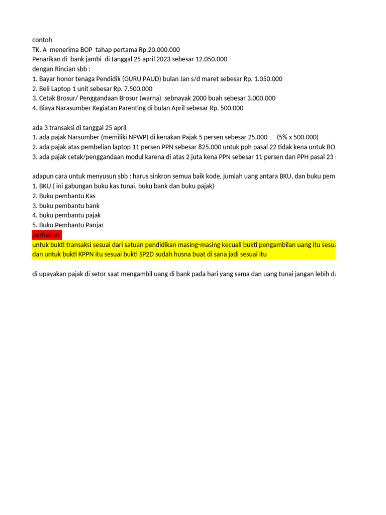 Contoh Menyusun BKU | PDF